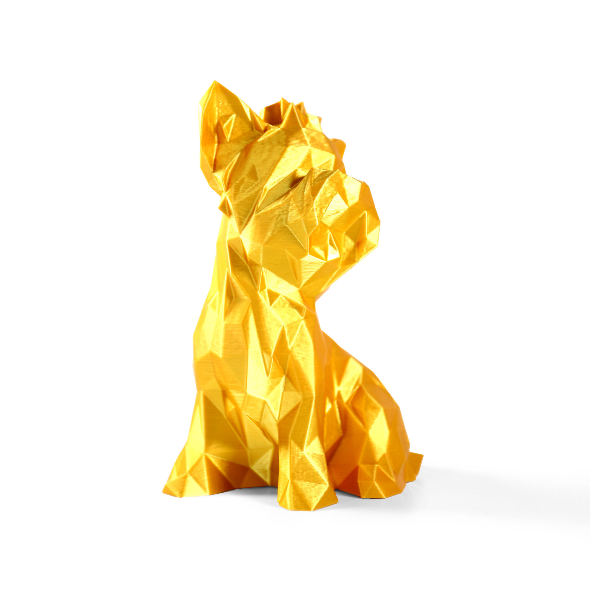 Статуэтка собаки породы Йорк (York dog) полигональная 160мм, 3D печать, золотой
