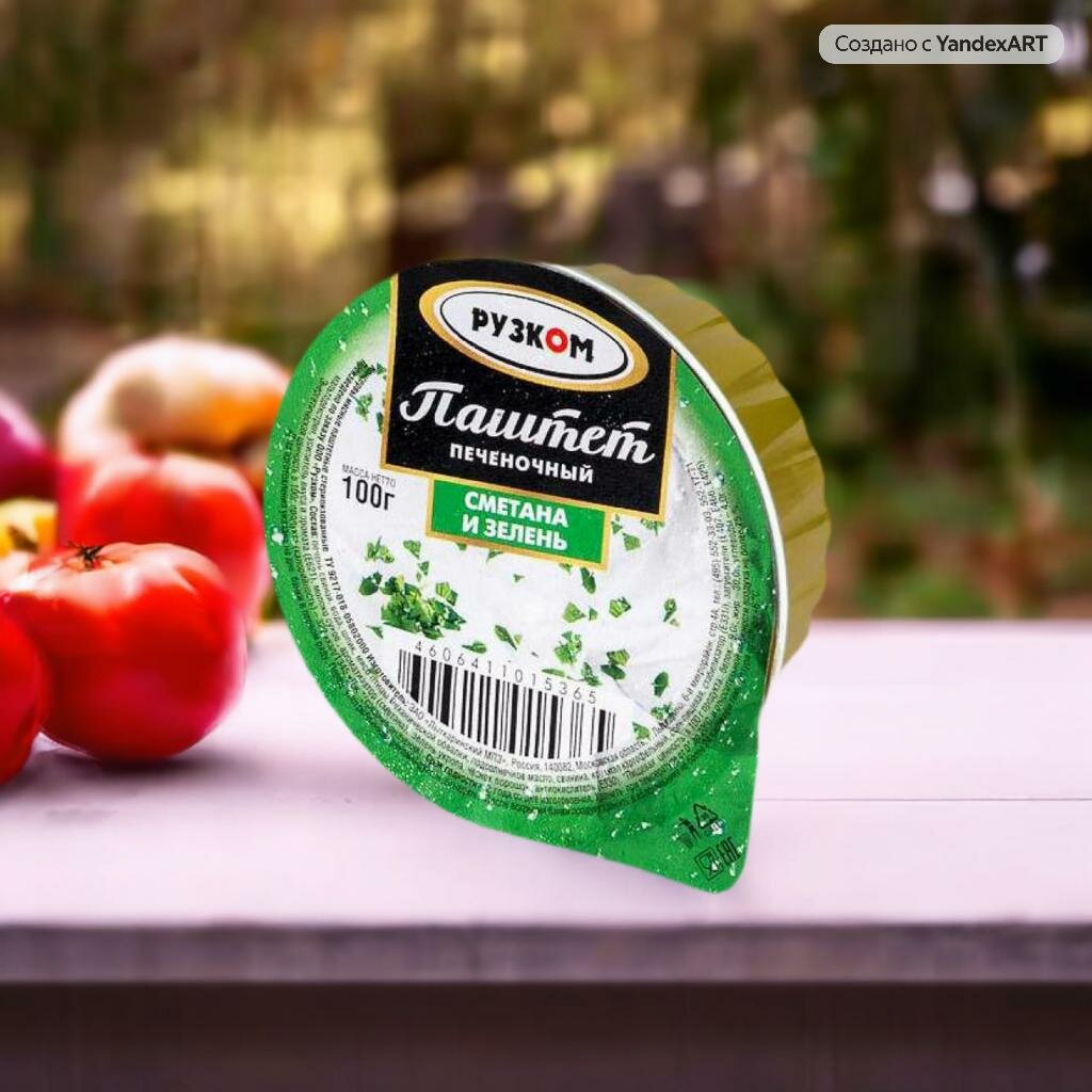Паштет печеночный "Сметана и зелень" Рузком ламистер 100 гр. 15 шт.