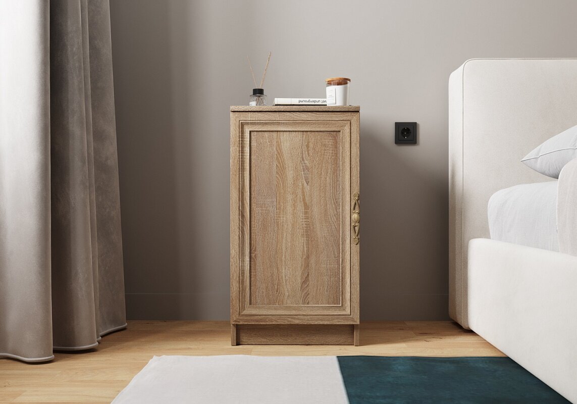 Тумба МебельЛэнд24 Карлос - 001 Дуб Сонома 40x45x75 дуб светлый напольная