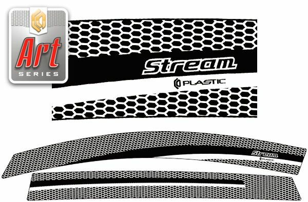 Ветровики дверей Серия "Art" серебро Honda Stream Год выпуска 2006-н. в.