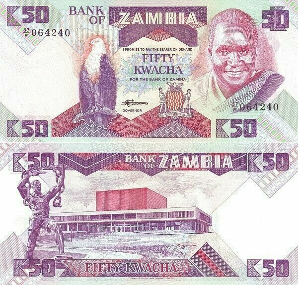 Замбия 50 квача 1986 - 1988 Памятник Свободы С-28 UNC