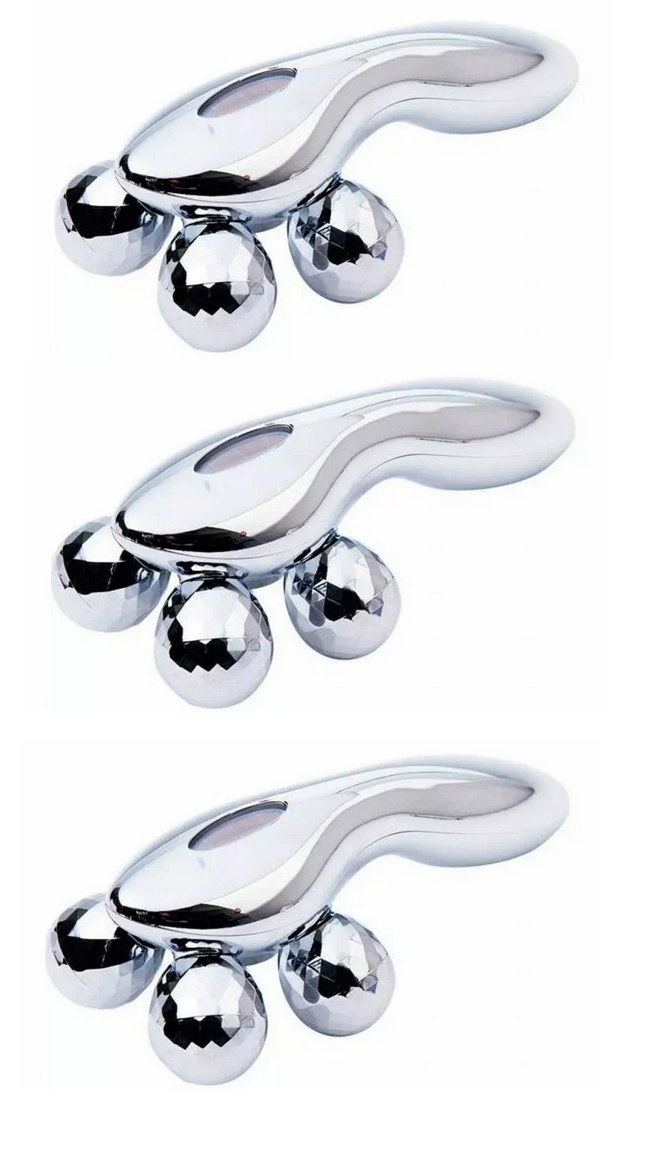 Ручной роликовый массажер Nail Art для лица и тела, 4D Massager XC-119, серебристый - 3 штуки
