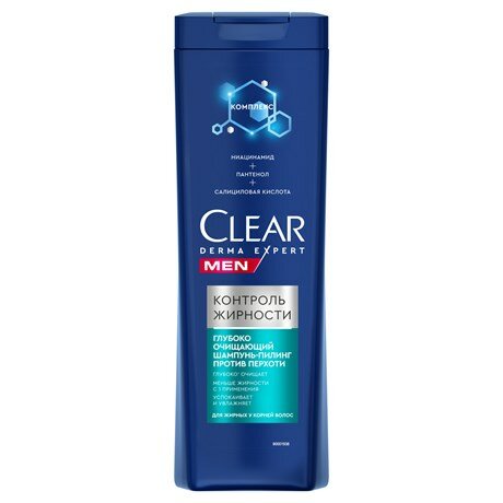 Шампунь-пилинг Clear Men Derma Expert против перхоти Контроль Жирности, 380мл