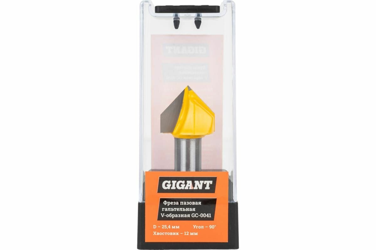Фреза пазовая галтельная V-образная D25.4 мм, 90, хвостовик 12 мм Gigant GC-0041