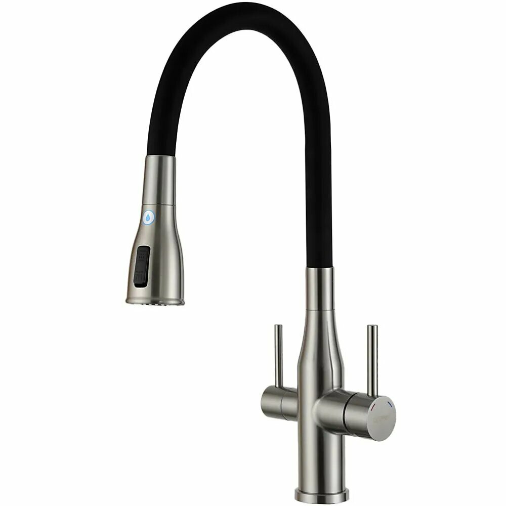 Gappo Смеситель для кухни с гибким изливом с подключением фильтра питьевой воды сатин/черный G4399-65