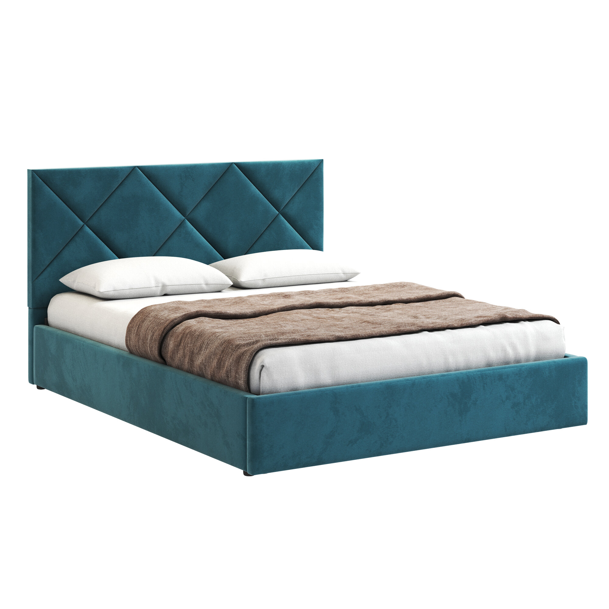 Кровать GALAXY Венера-6, двуспальная 160x200, подъемный механизм, с ящиком, бирюзовый велюр (Atlantic)