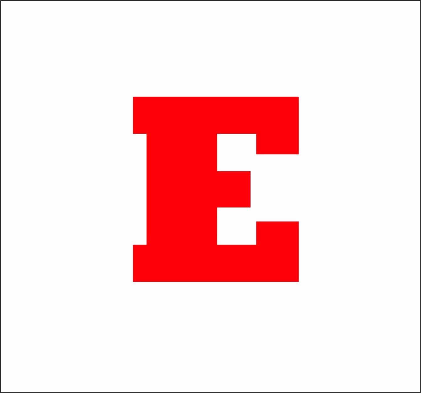 Буква Е из акрила для вывесок 5 см / шрифт 6 красный