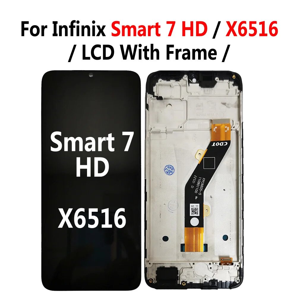 For Infinix Smart 7 X6515 / Smart 7 HD X6516 ЖК-дисплей 6,6 "Smart 7 HD X6516 с X6516 -With Frame