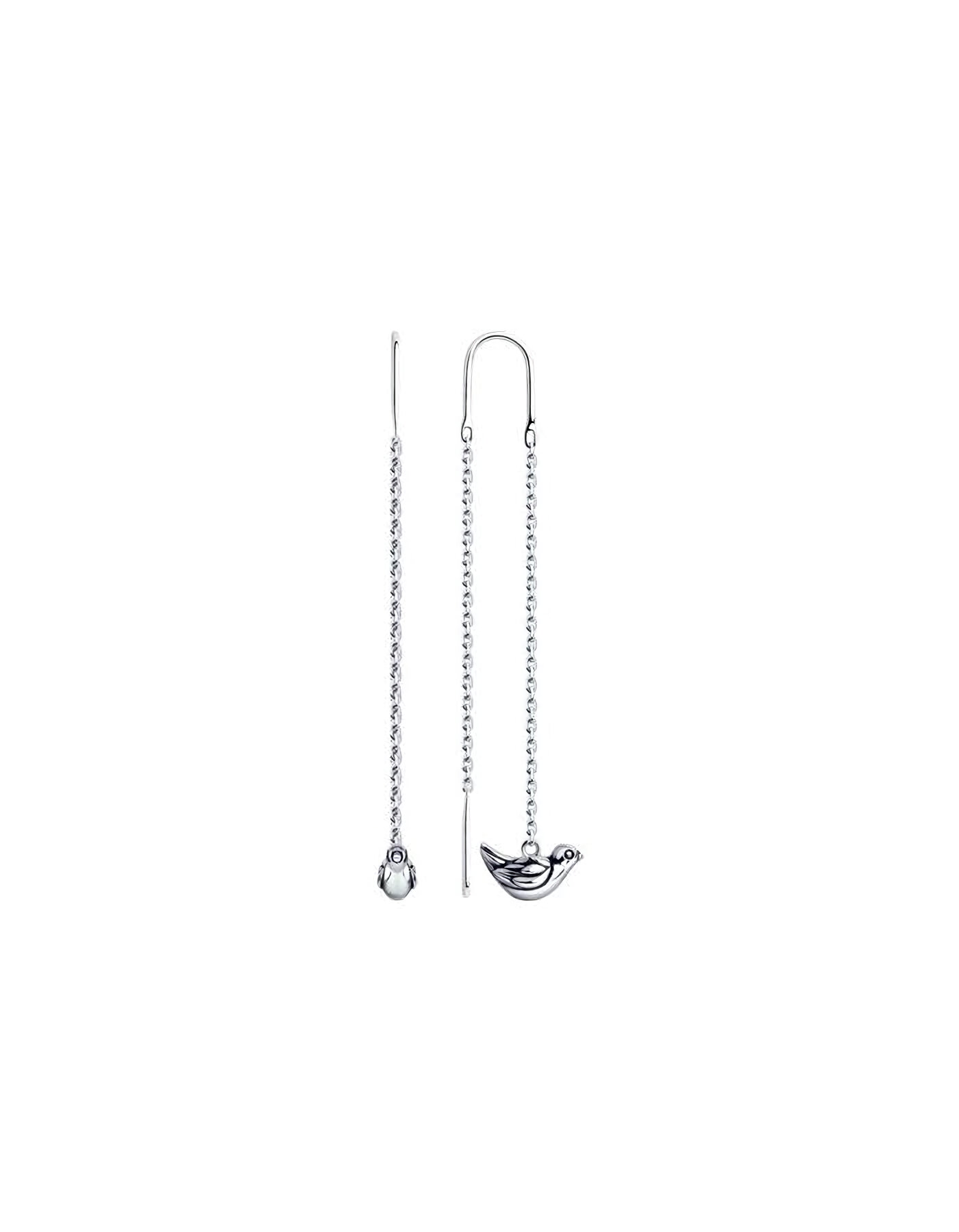 Серьги цепочки, серебро, 925 проба, родирование