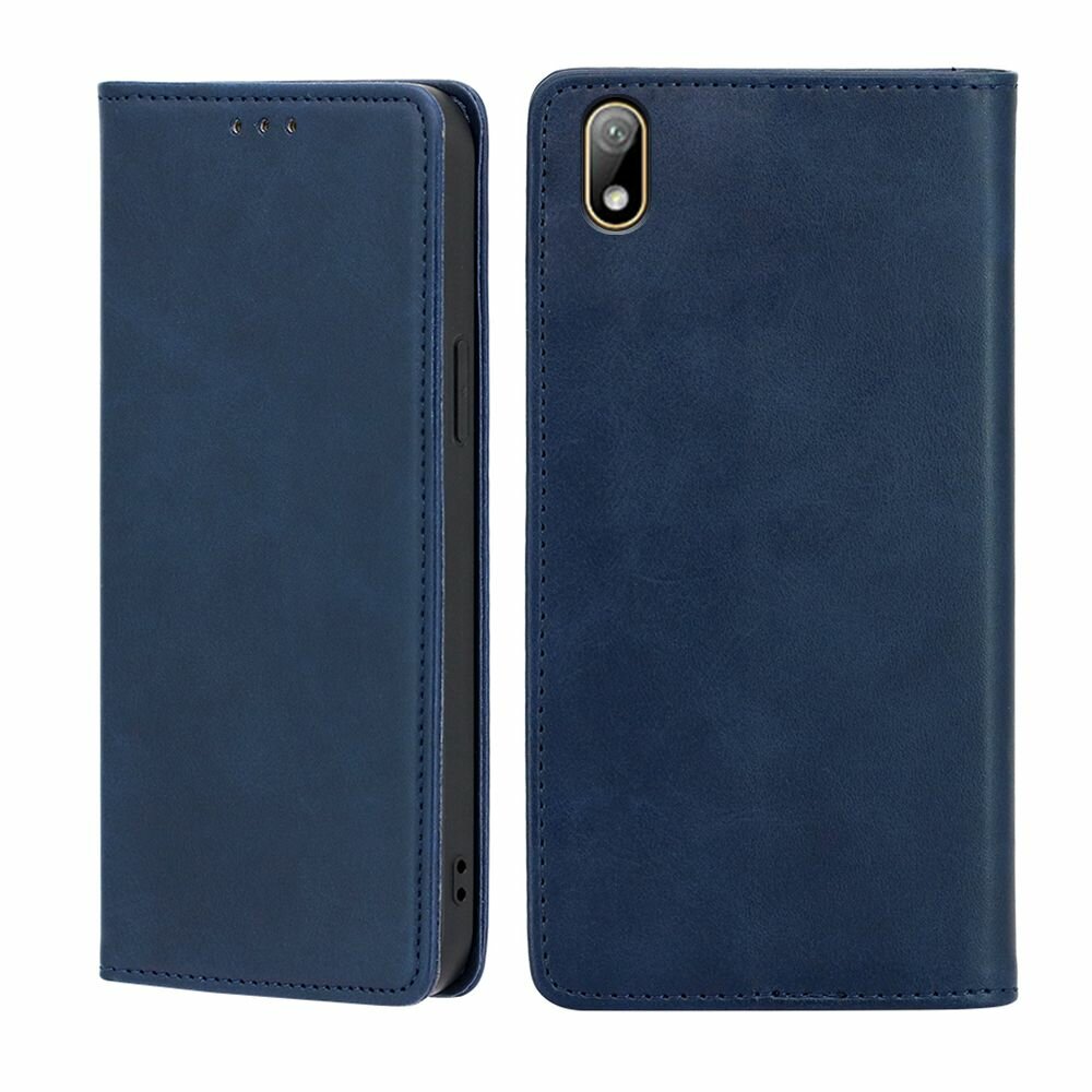 Чехол-книжка MyPads для Honor 8S / 8S Prime / Huawei Y5 2019 / Хонор 8S / Хуавей Y5 2019, Телячья кожа, закрывающаяся на магнит, синий