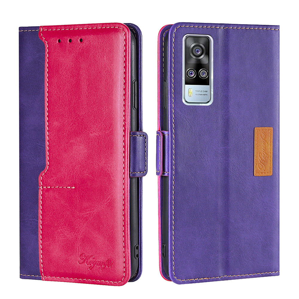 Чехол-книжка MyPads для Vivo Y31 / Y53s 4G / Виво Y31/Y51s 4G, смешать два цвета (красный + фиолетовый)