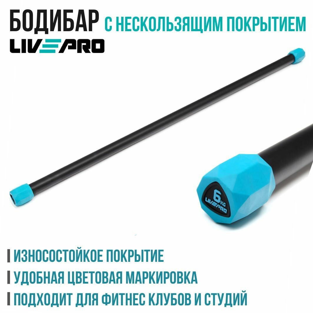 Гимнастическая палка / Бодибар LivePro, вес 6 кг