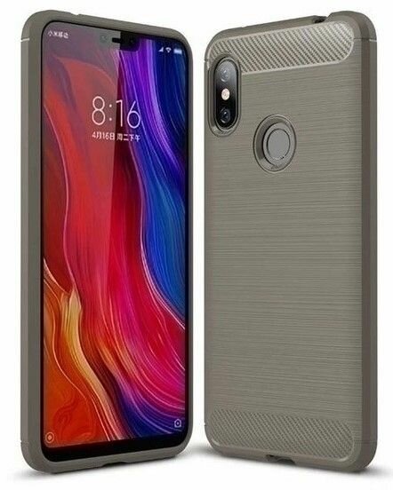 Накладка силиконовая для Xiaomi Redmi Note 6 / Xiaomi Redmi Note 6 Pro карбон сталь серая