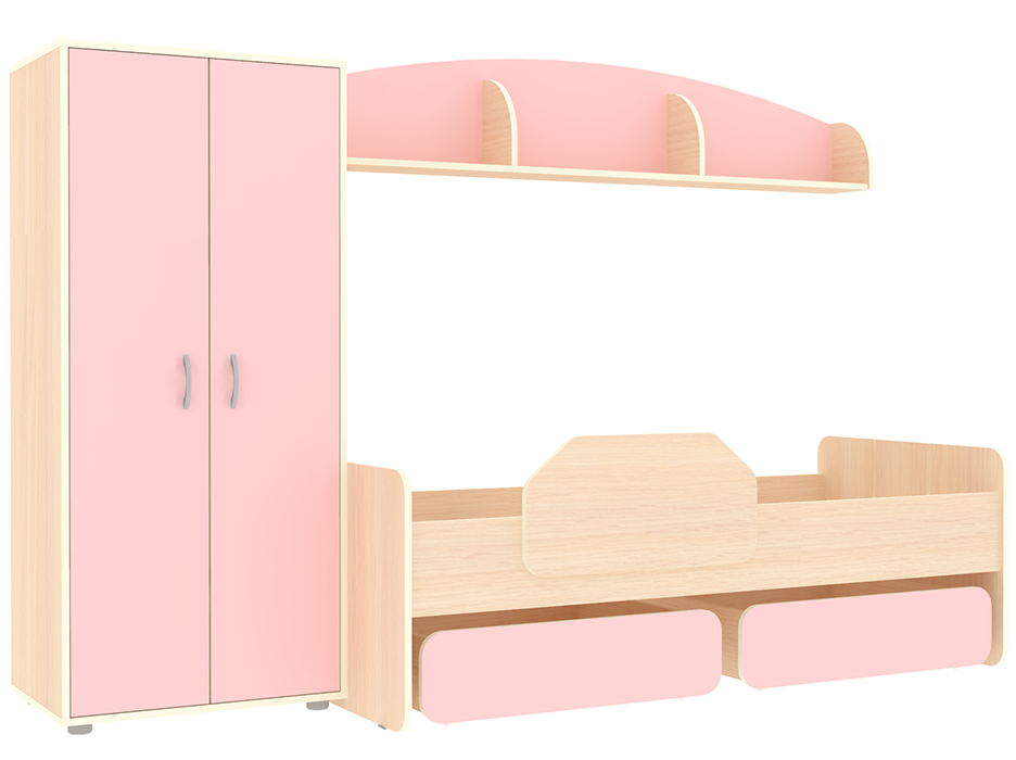 Детская стенка Л №23 Дуб Молочный Розовый