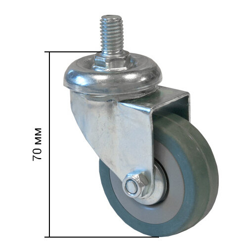 Колесо обрезиненое, Опора колесная, Подставка для трубы d- 25 мм, (Резьба М10)- 2 шт. в упаковке.