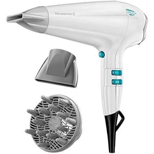 Ионный фен Remington Pro-Air Power AC6330, 2300 Вт, мощный двигатель переменного тока, две насадки для укладки, диффузор, белый
