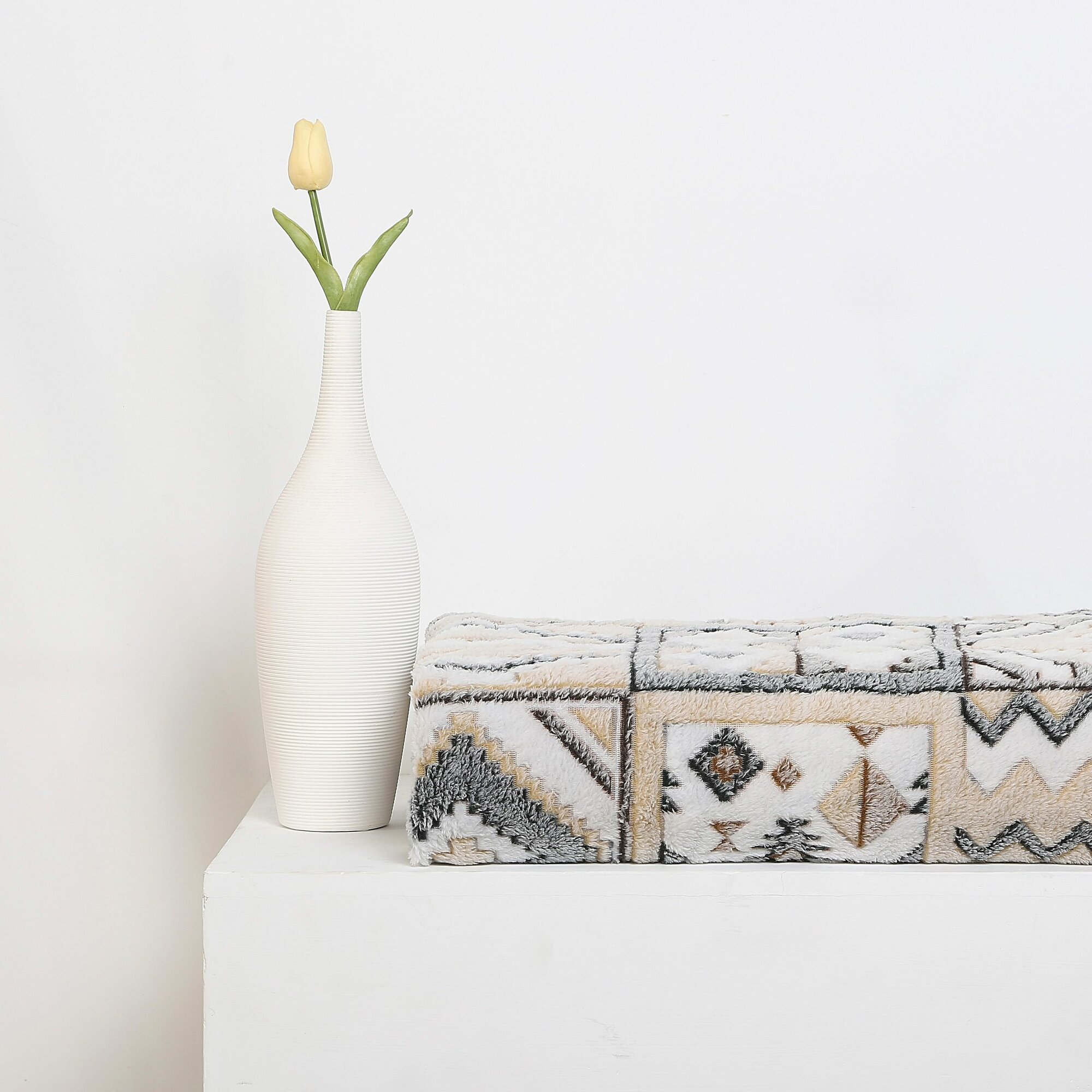 Плед 150x200 пушистый с узором Cleo Bamboo покрывало на кровать и диван велсофт