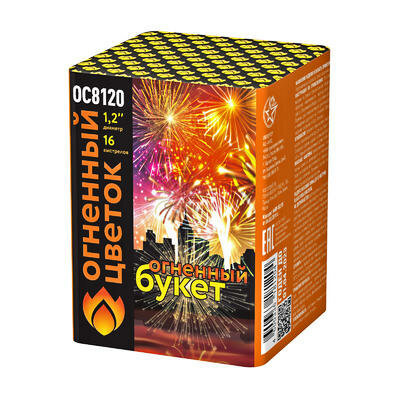 Батарея салютов Огненный цветок Огненный букет 16 зарядов