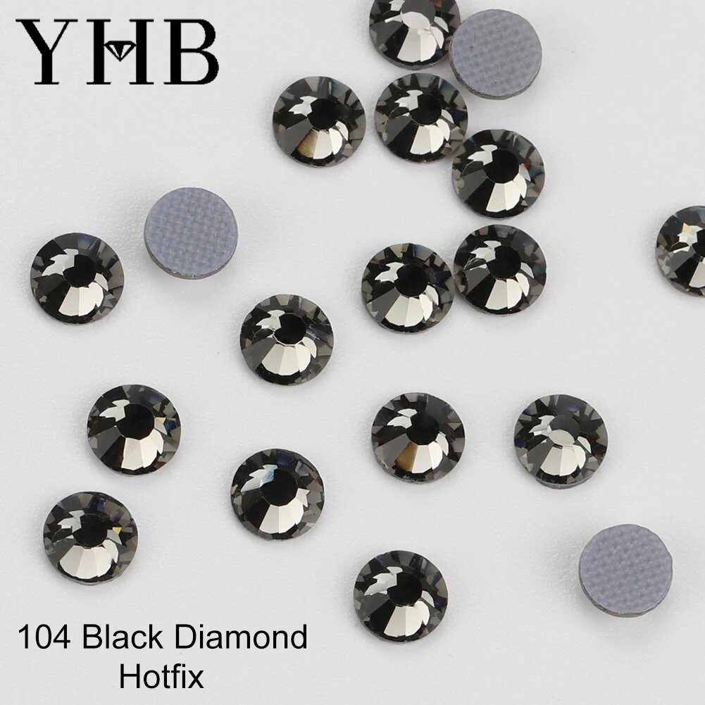 Стразы YHB черные и серые плоские 3.2mm SS12 1440pcs, 104 Black Diamond