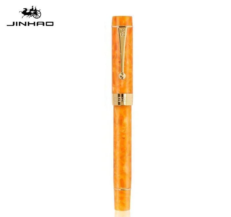 JINHAO 100 золотая перьевая ручка Оранжевый, Ф, All Goldstone