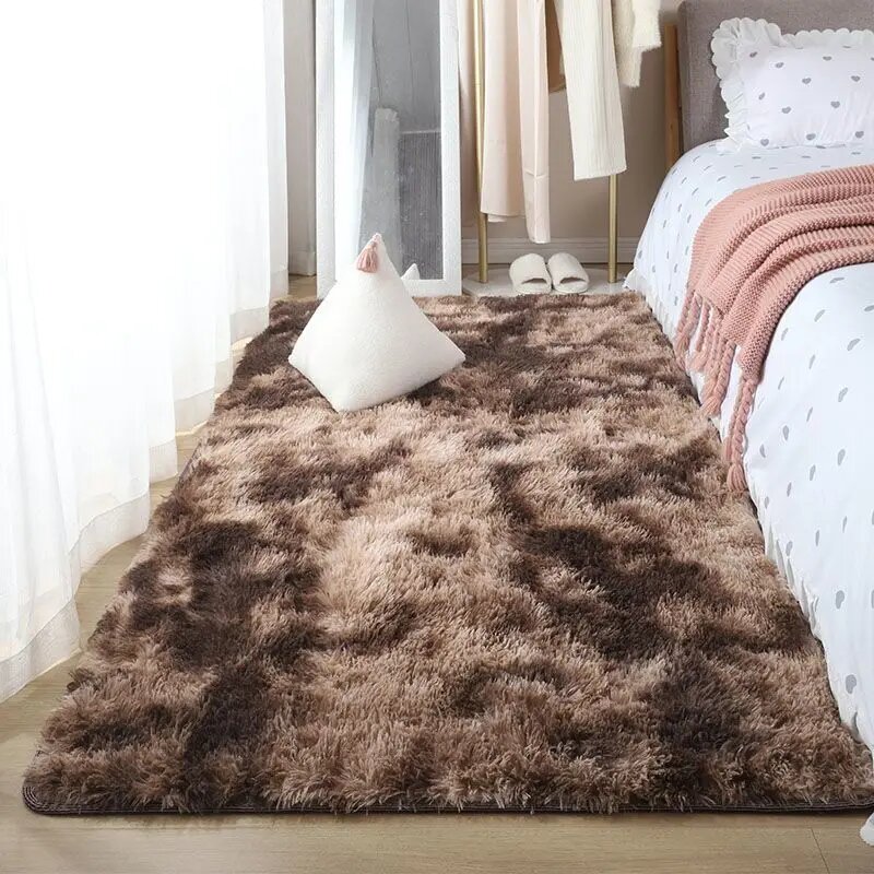 Ковер пушистый коричневый 120x160см Coffee tie dye