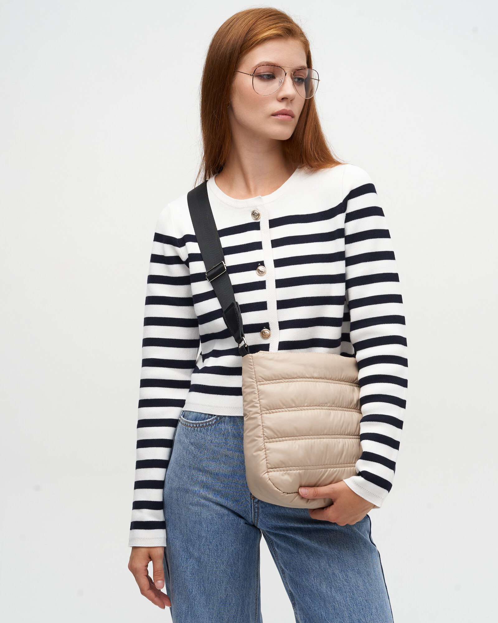 Сумка мессенджер маленькая через плечо тканевая стеганая