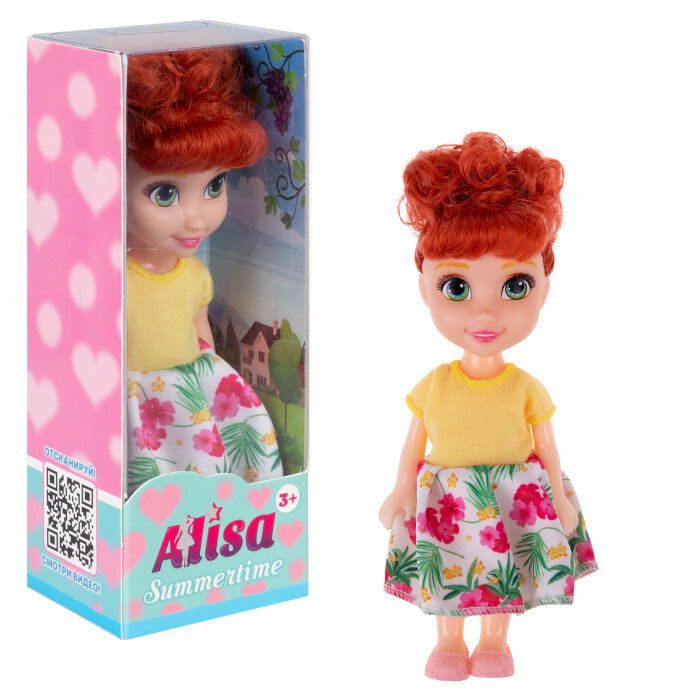 Кукла для девочки 1TOY ALISA SUMMERTIME, в жёлтой футболке, 16 см