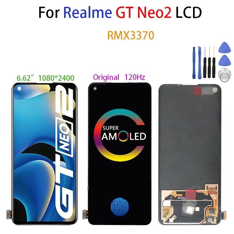 Оригинальный AMOLED-дисплей для Oppo Realme GT Neo2 RMX3370, сенсорный экран, Original no frame