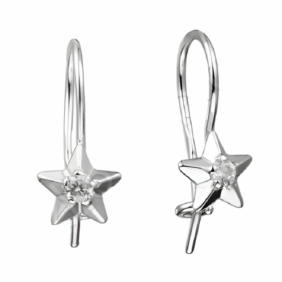 Серьги, серебро, 925 проба, родирование, фианит