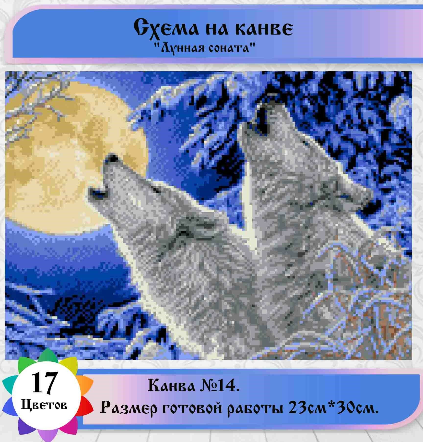 Канва с нанесенным рисунком для вышивки Каролинка "Лунная соната", 23 х 30 см