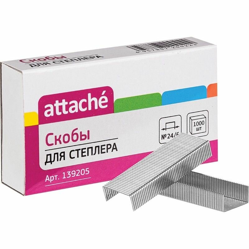 Скобы 24/6 ATTACHE, 1000шт (3 штуки в упаковке)