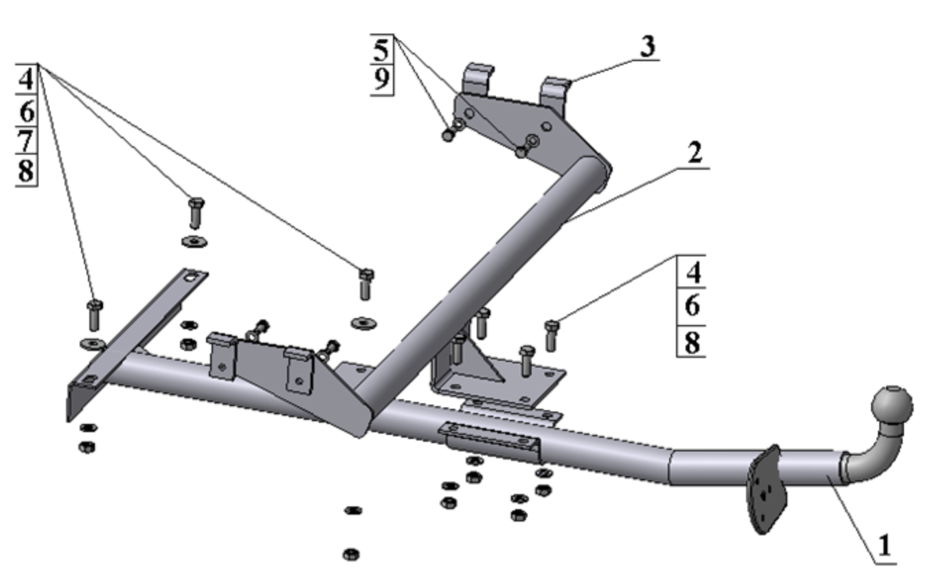 Фаркоп на ВАЗ 21099,2115 (без электрики, паспорт/сертификат в комплекте) Автос. VAZ-15