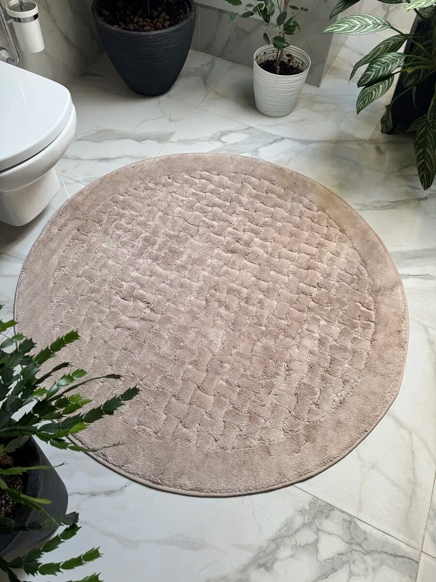 Коврик Natali's Carpets на пол для ванной и туалета 120х120 см Турция