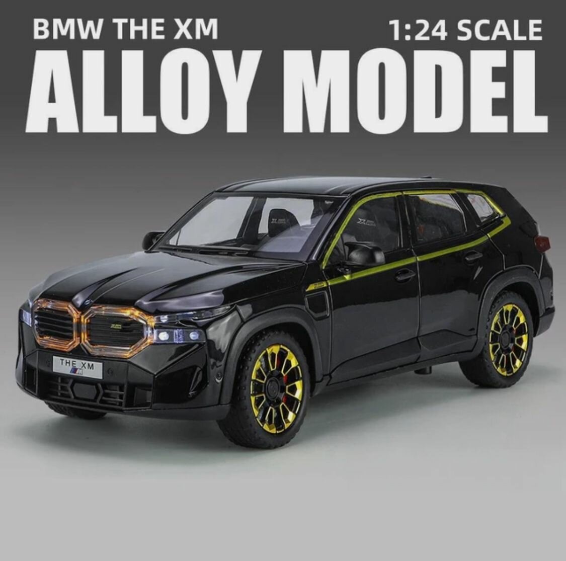 Машинка металлическая инерционная, игрушка детская для мальчика ; коллекционная масштабная модель 1:24 BMW XM ; БМВ черный