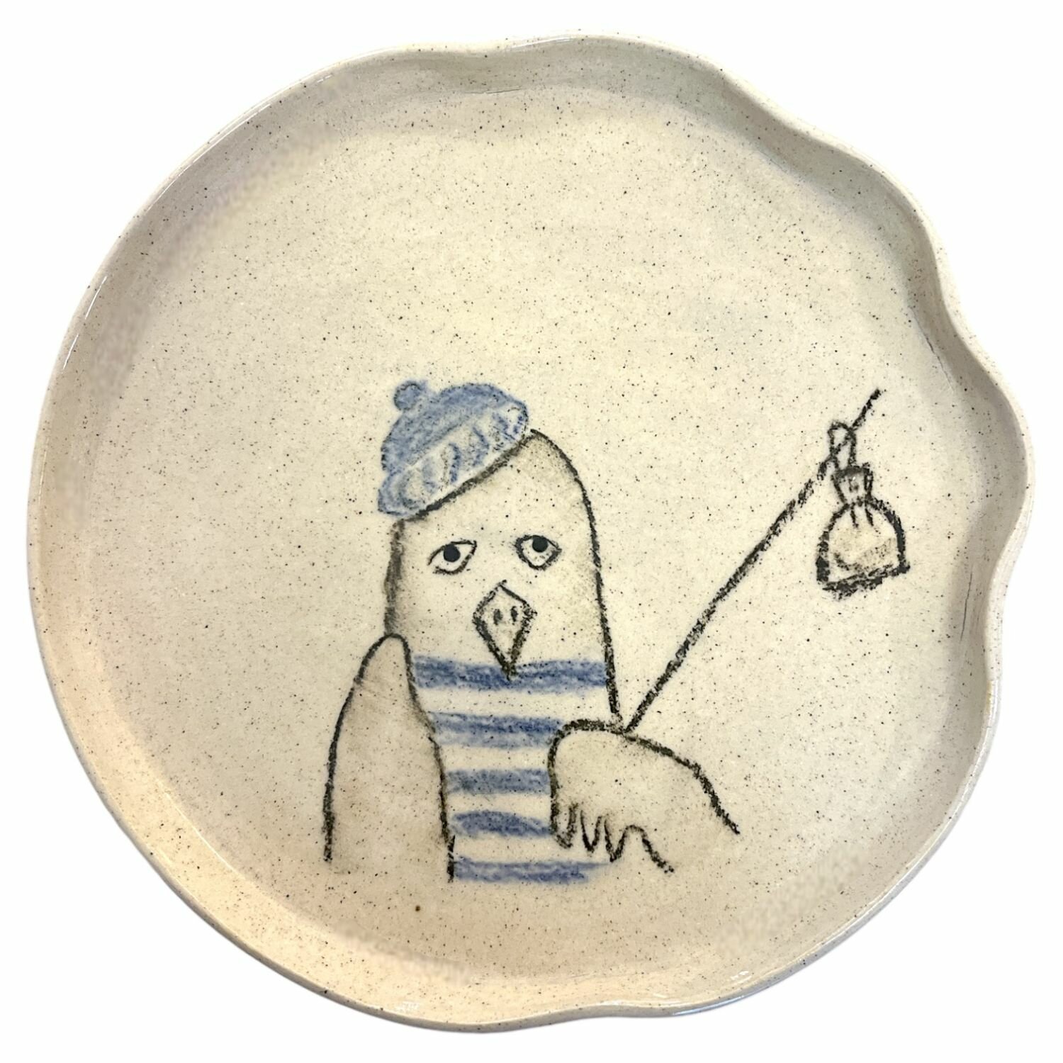 Тарелка ручной работы «Чайка в тельняшке», керамика, 15 см