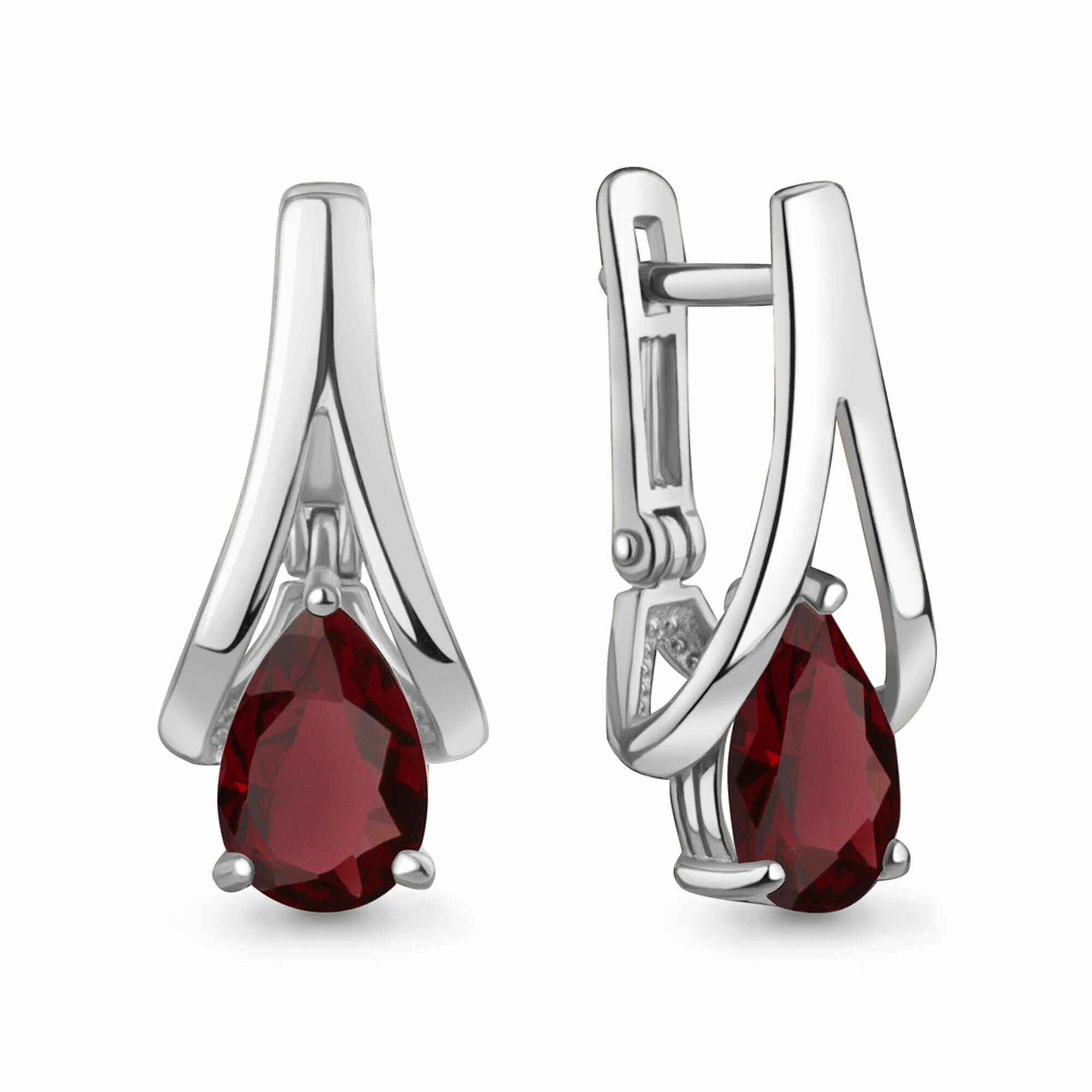 Серьги, серебро, 925 проба, родирование, гранат