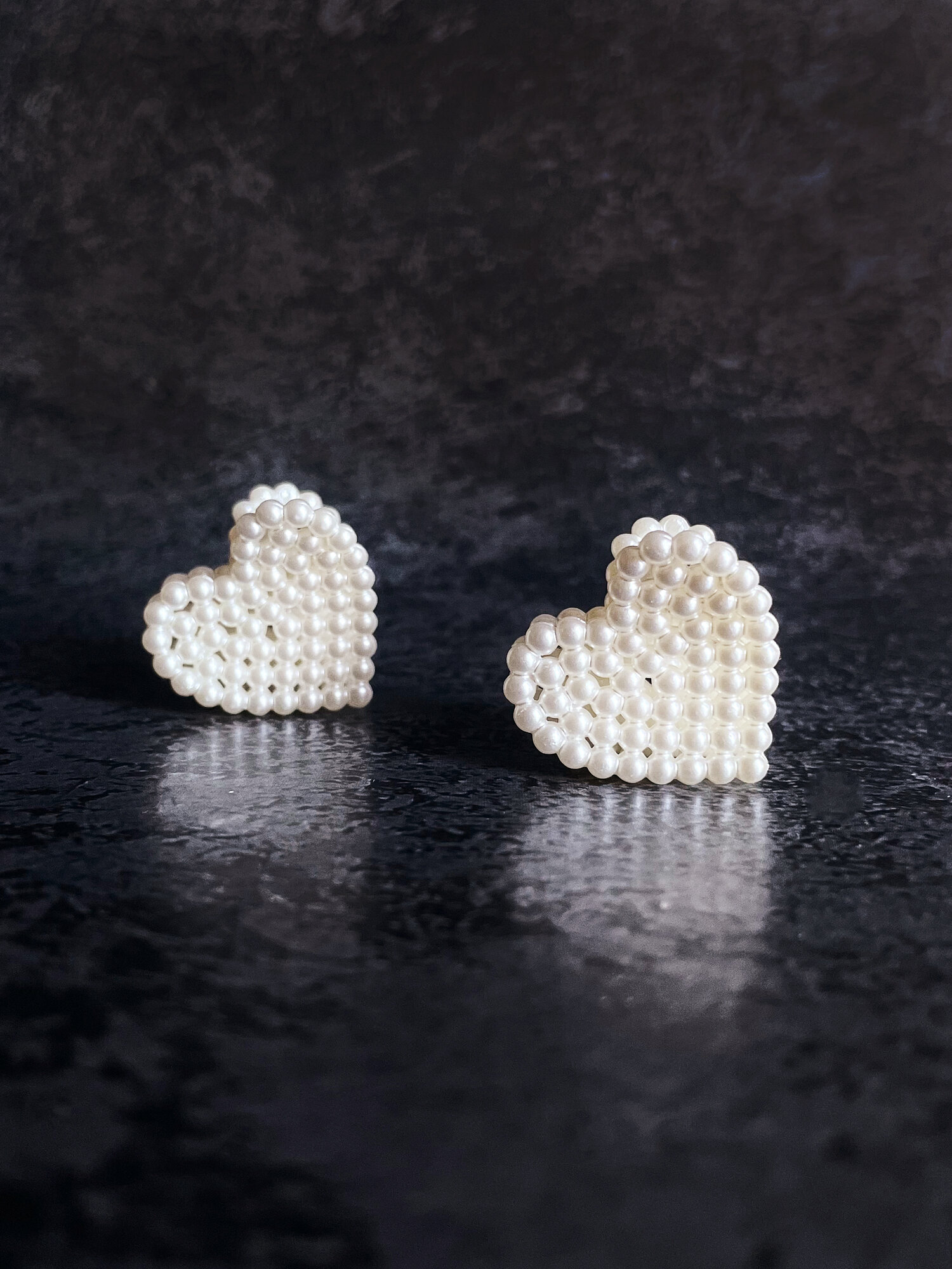 Крабик для волос в форме сердца с бусинами жемчуг набор 2 штуки