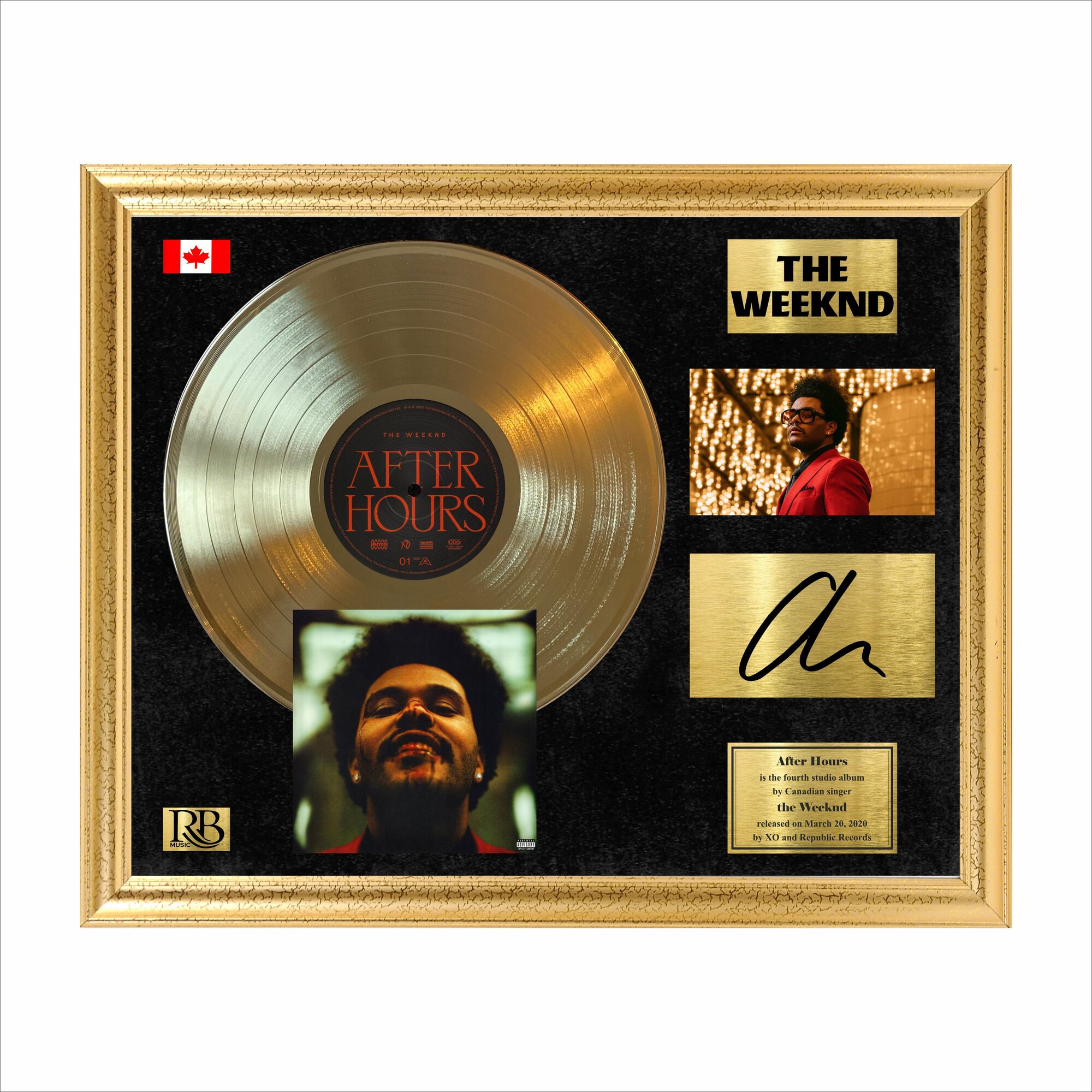 Золотой диск The Weeknd в рамке