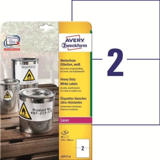 Этикетки самоклеящиеся Attache всепогодные. L4717-20. 210x148 мм. бел. 40шт. 20л