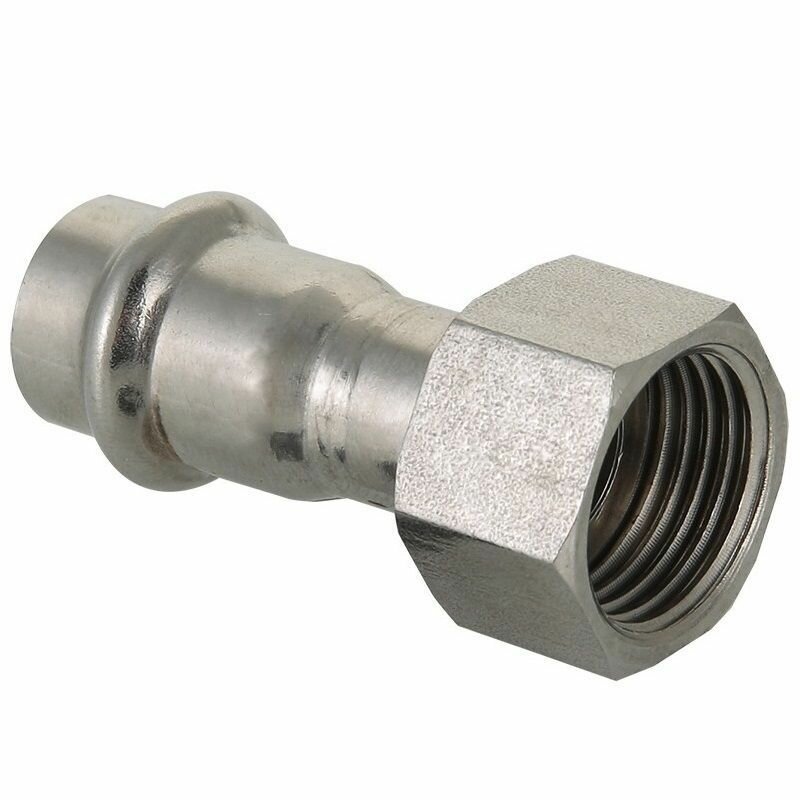 Переходник пресс-резьба внутренняя 15-3/4" с накидной гайкой, сталь нержавеющая, WAAG Heavy Inox