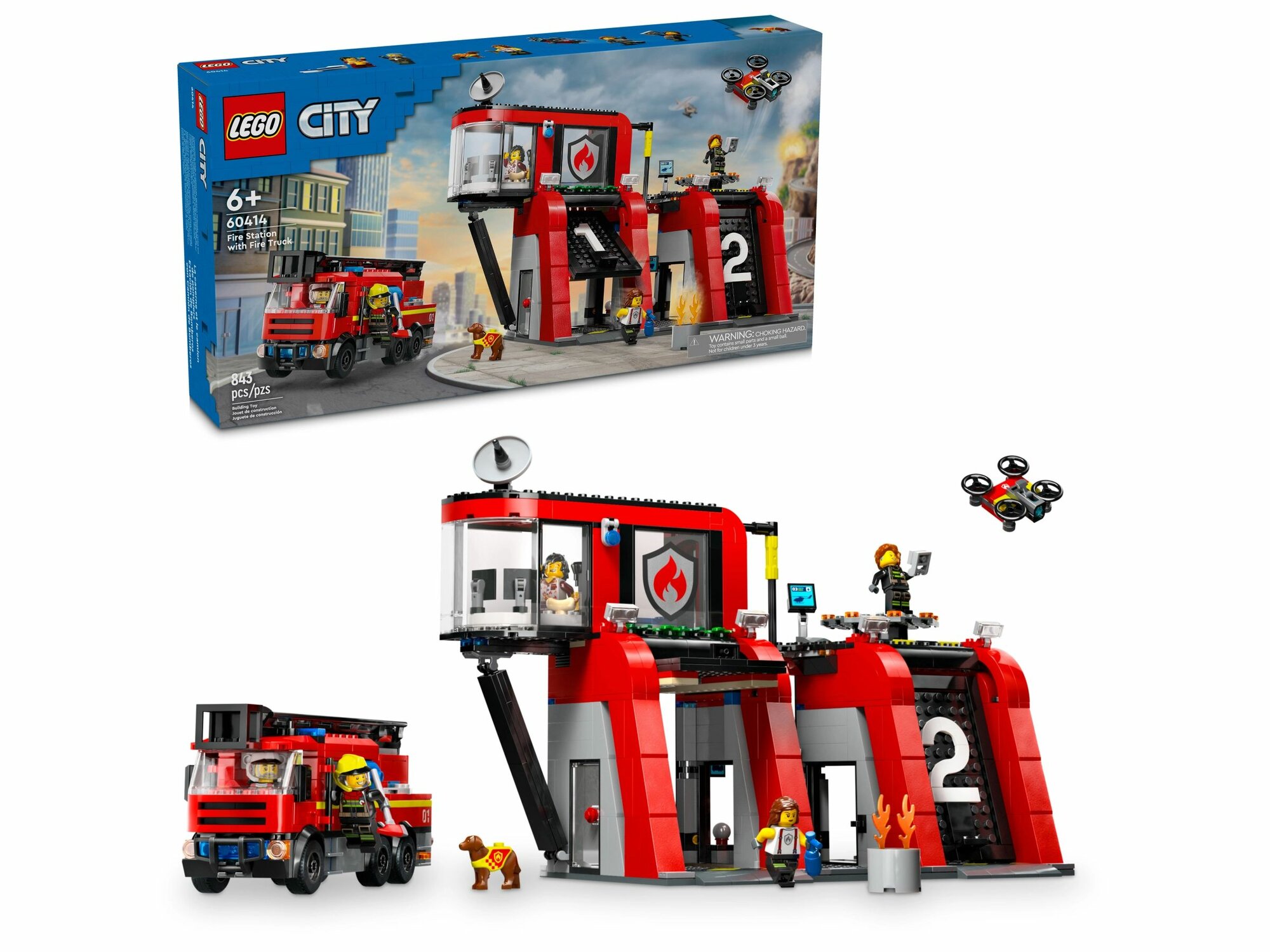 Конструктор LEGO City 60414 Пожарная часть с машиной, 843 дет.