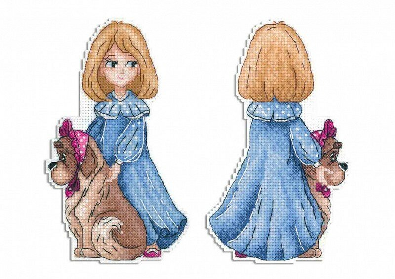 Набор для вышивания Жар-Птица #Р-1129 Пушистая няня, Счетный крест, 9 х 16 см