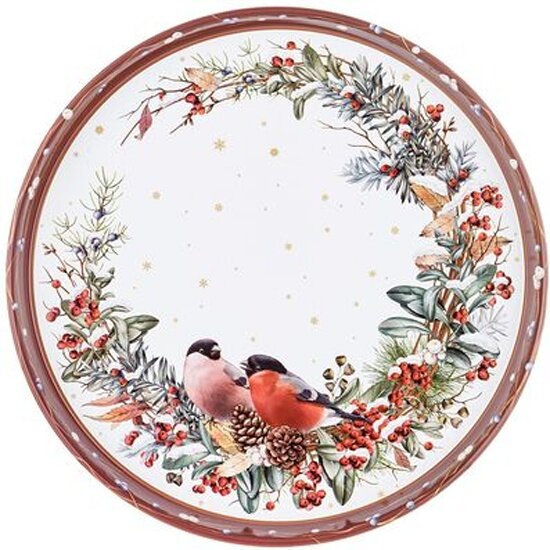 Поднос сервировочный Agness "снегири" красный 33х2,1 см (898-237)