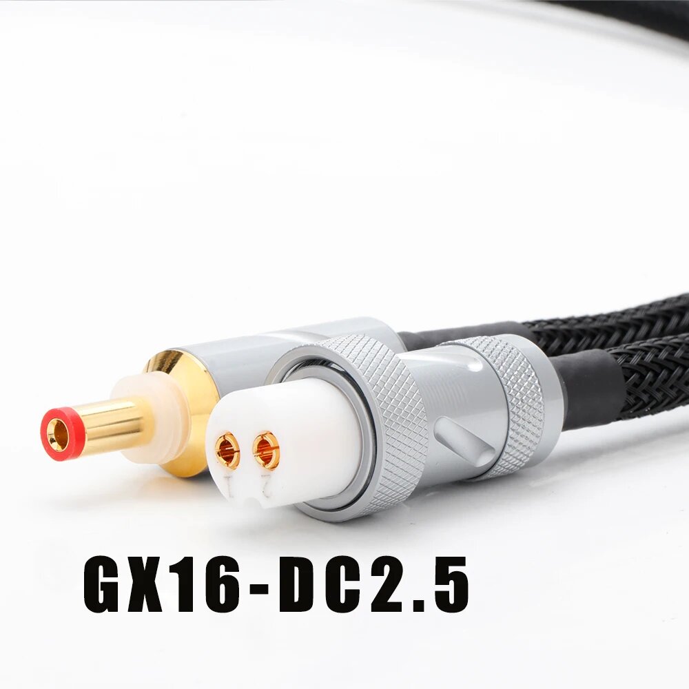 Кабель постоянного тока Monosaudio Pure Silver GX16 2-контактный к DC2,1 мм DC2,5 мм Кабель фонокорректора AC/DC 5,5*2,1 мм Линейный кабель питания