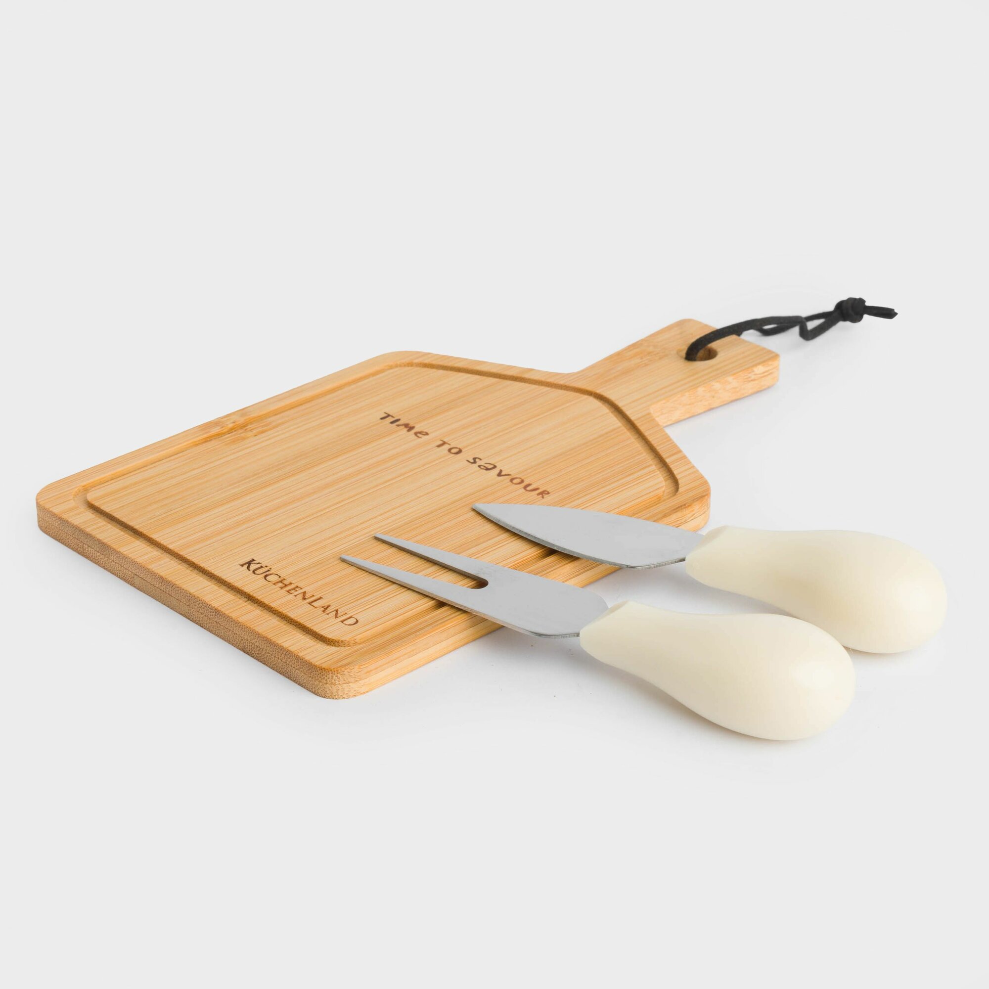 Набор для сыра, 3 пр, доска-блюдо с ручкой, сталь/бамбук/пластик, Cheese