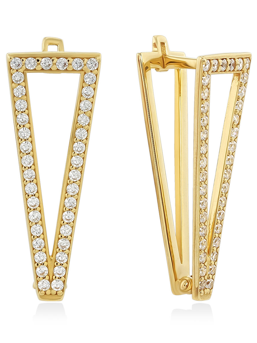 Серьги, красное золото, 585 проба, фианит