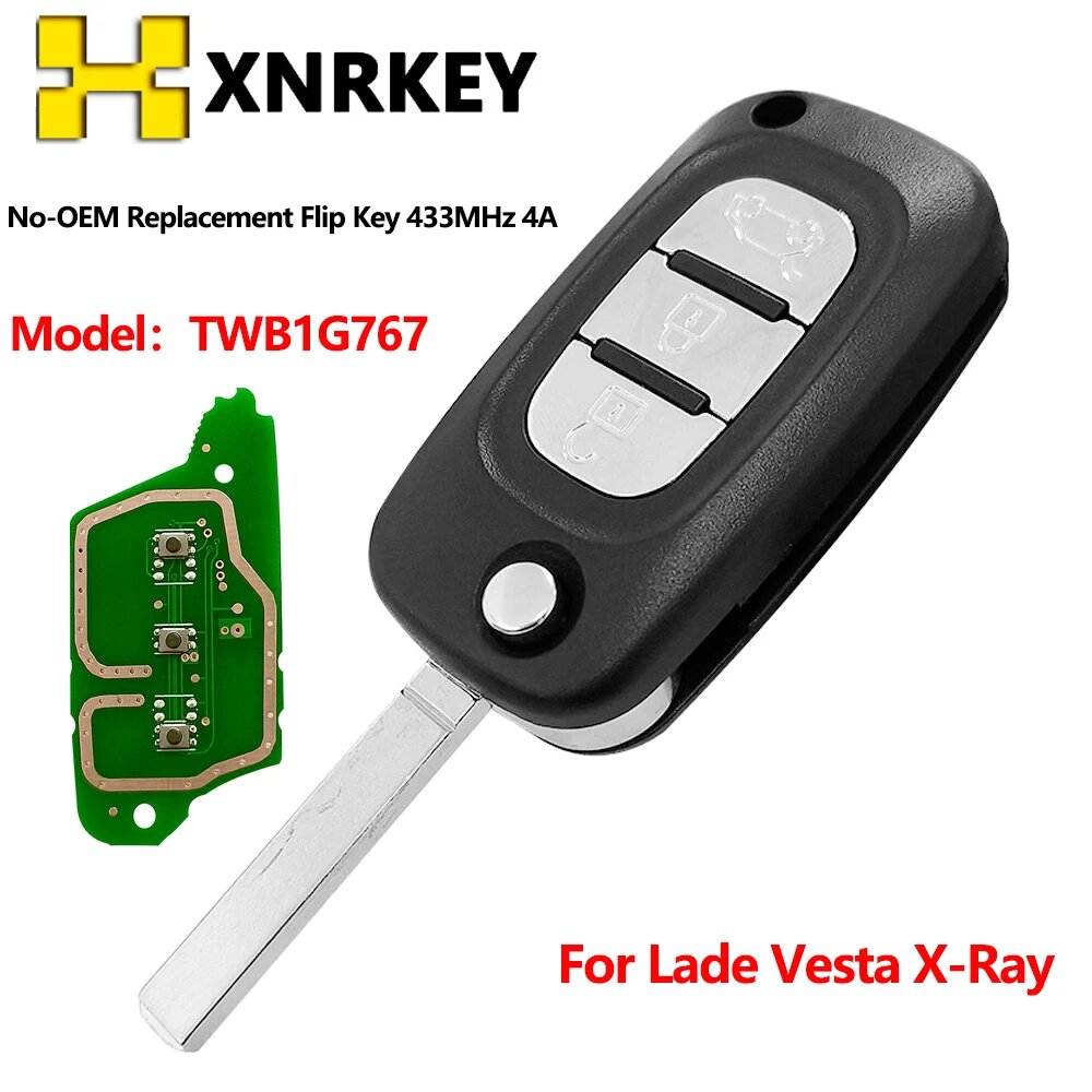 Флип-чехол XNRKEY для LADA Vesta XRAY X-RAY 2015 2016 2017 2018 2019 2020 МГц PCF7961M Fob TWB1G767