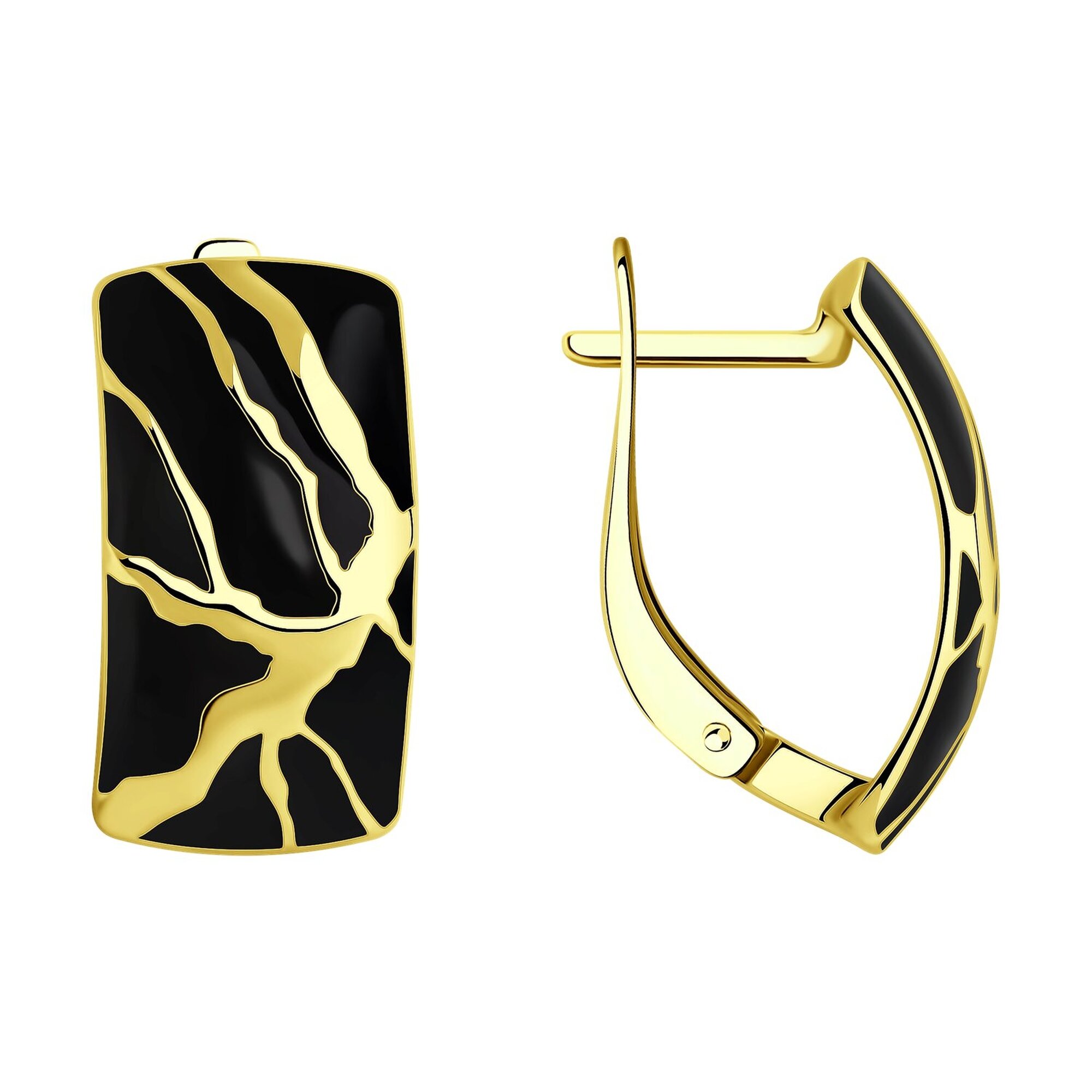 Серьги, серебро, 925 проба, золочение, эмаль