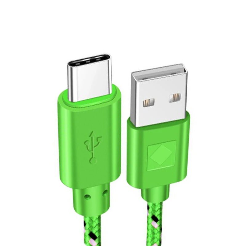 Зеленый USB-C кабель 2 м для быстрой зарядки