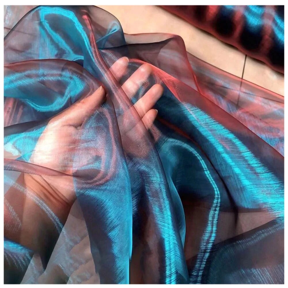 Градиентная тюлевая ткань Findohope 100x150 см Blue Red